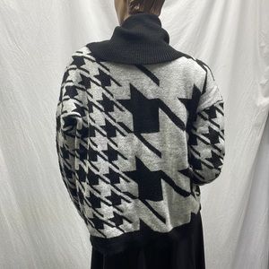 William Rast | Sweaters | William Rast Houndstooth Gray Black Cowlneck ...